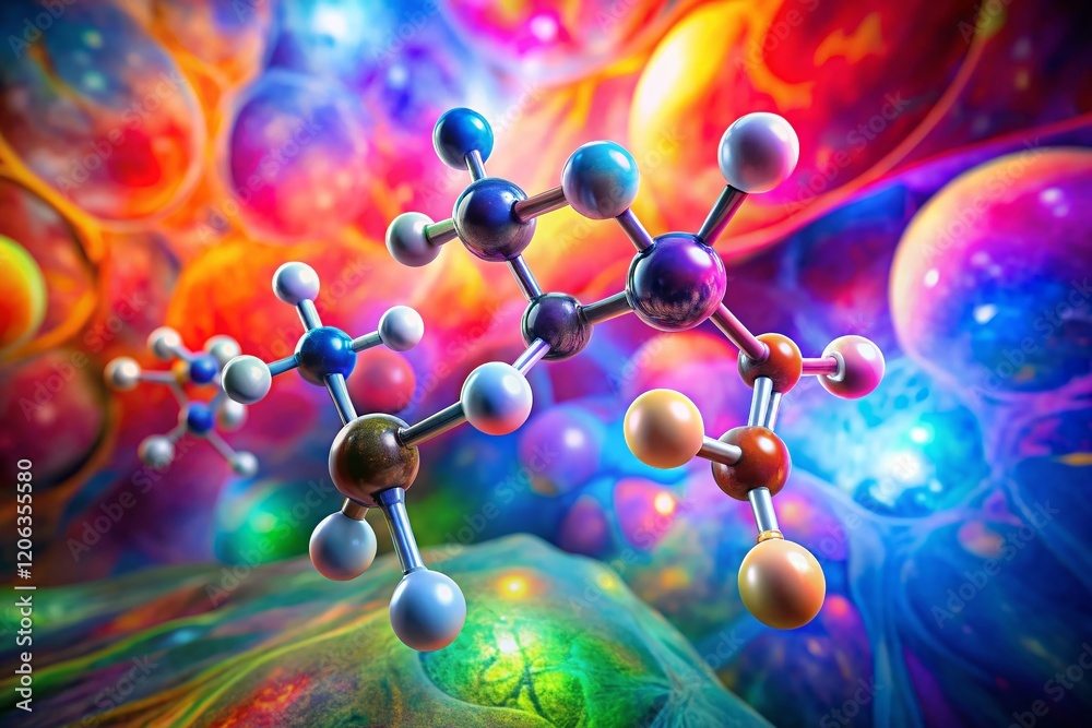 Surreal Microscopic View of Creatine Molecule: 3D Model & Chemical ...