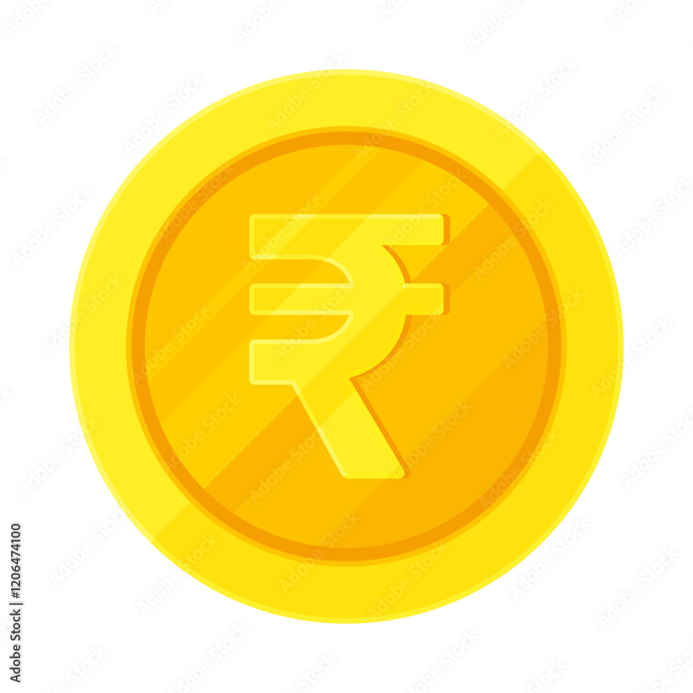Gold coin with Indian rupee sign (₹). Economy, finance, investment ...