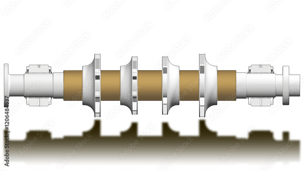 Centrifugal compressor rotor turbomachinery illustration showing a back ...