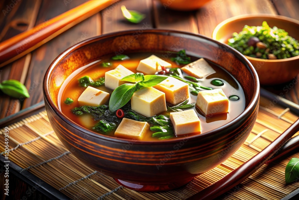 3D Rendered Miso Soup: High-Resolution Tofu & Seaweed Image - AI Generated Food Photography ...