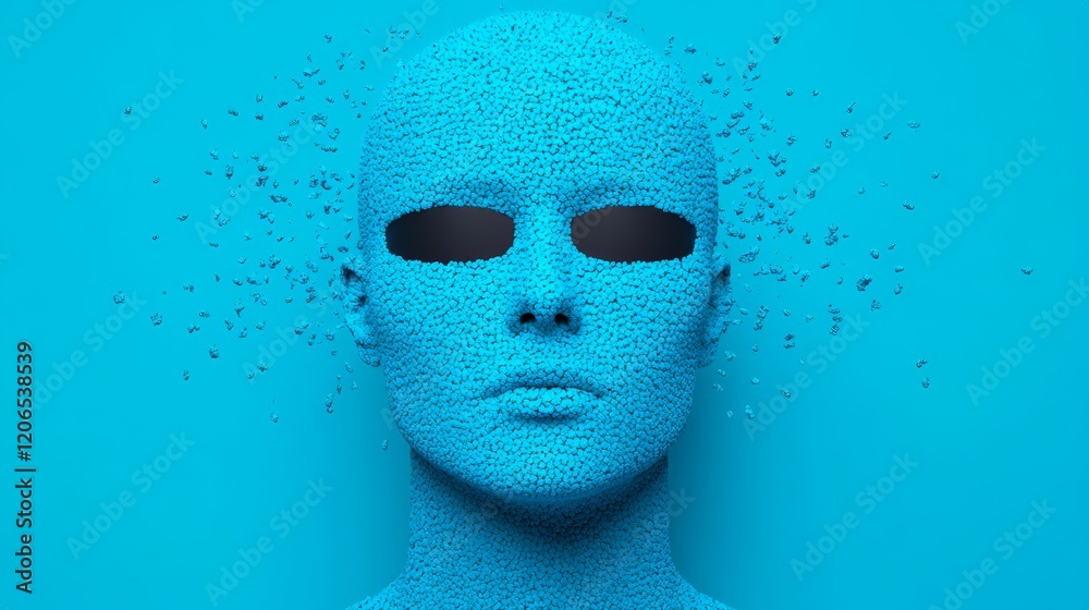 Blue Disintegration: An enigmatic portrait of a faceless figure ...
