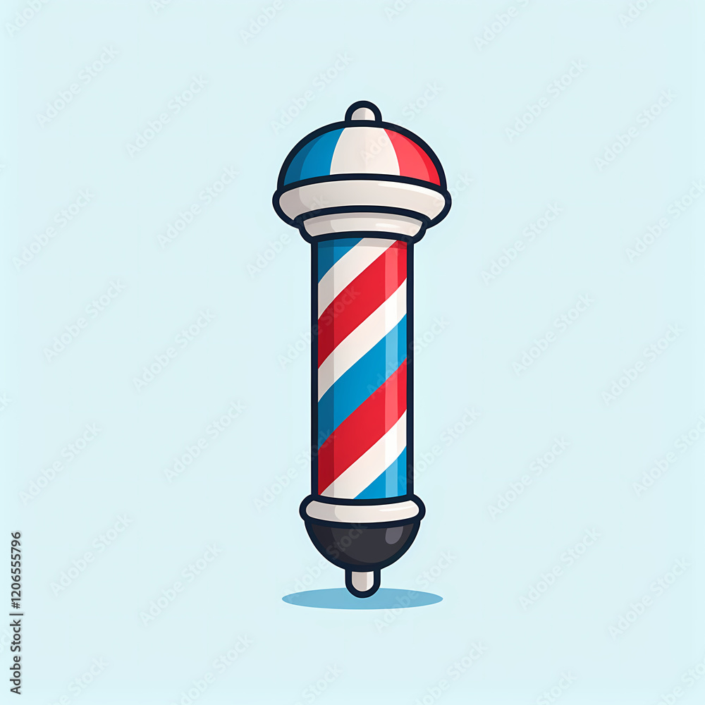 Hanging barber pole with modern shadow effect / Poste de barbería ...