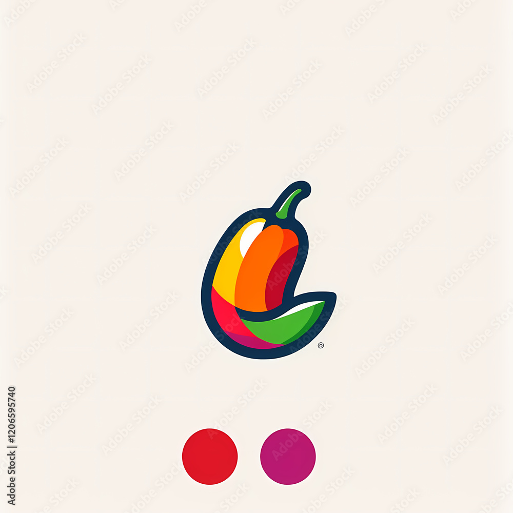 Single stylized chili pepper icon / Ícono estilizado de chile ...
