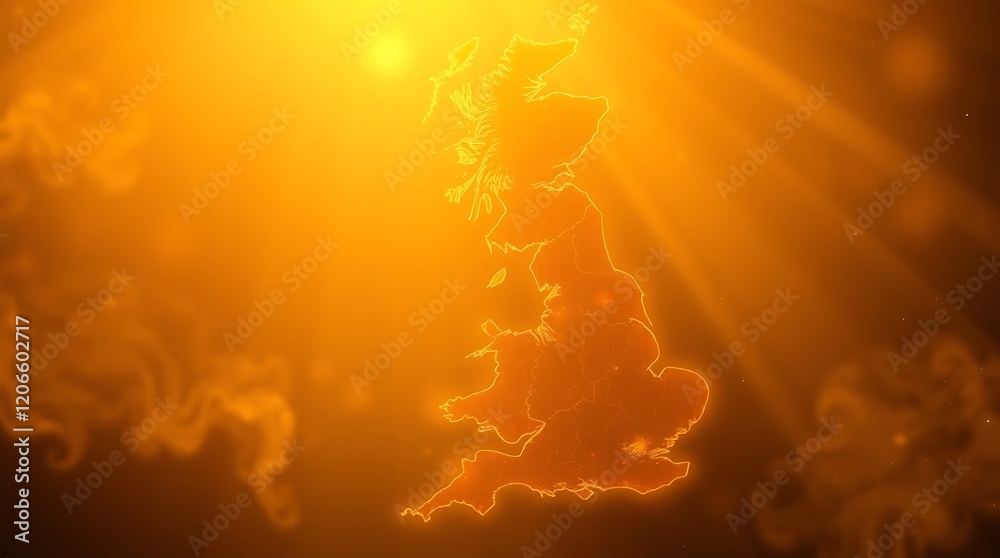 Glowing map of United Kingdom. Stock Photo | Adobe Stock