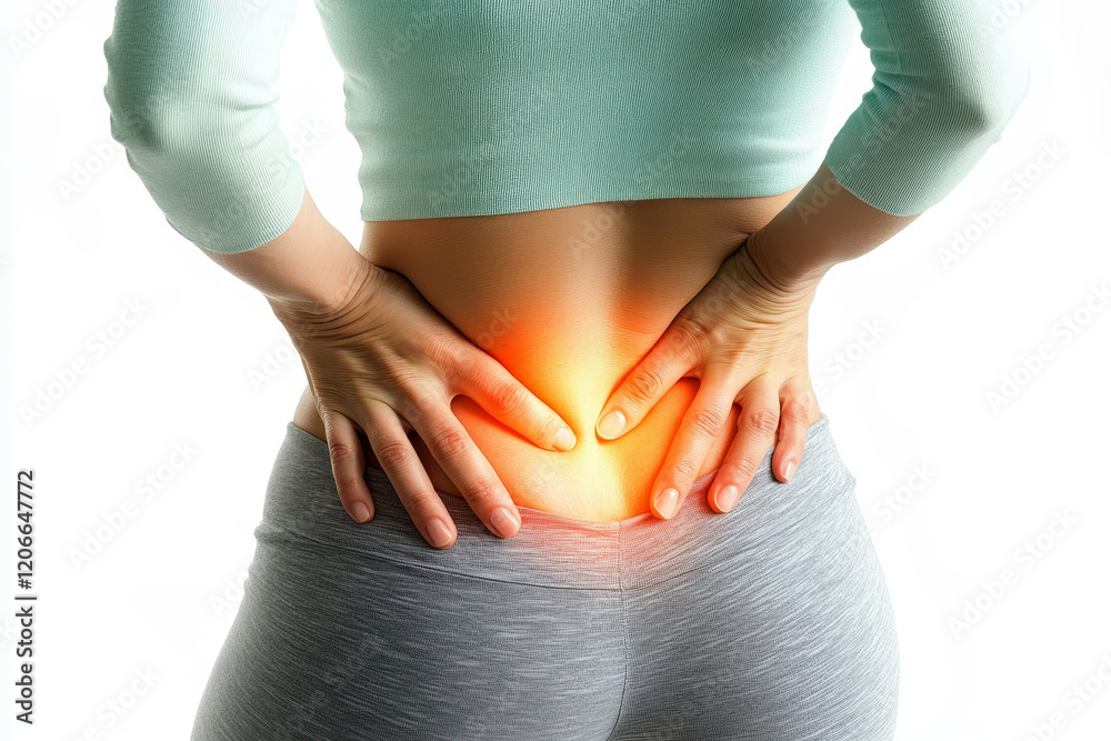 Piriformis syndrome concept with woman suffering from buttock muscle ...