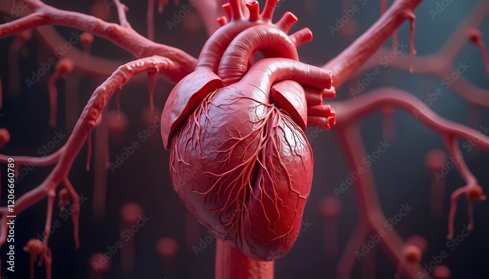 Human Heart Anatomy 3d Model Blood Vessels Stock Illustration | Adobe Stock