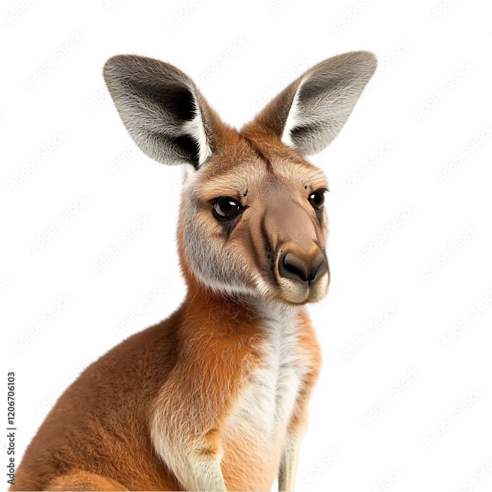 Front View of a Red Kangaroo in Natural Pose isolated transparent ...