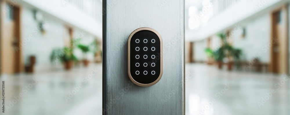 Military prison punishment concept. Electronic keypad lock on a modern ...