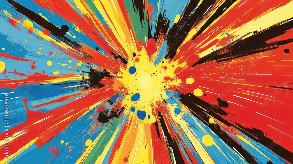 Vibrant explosion of comic anime style cartoon color with streaks of ...