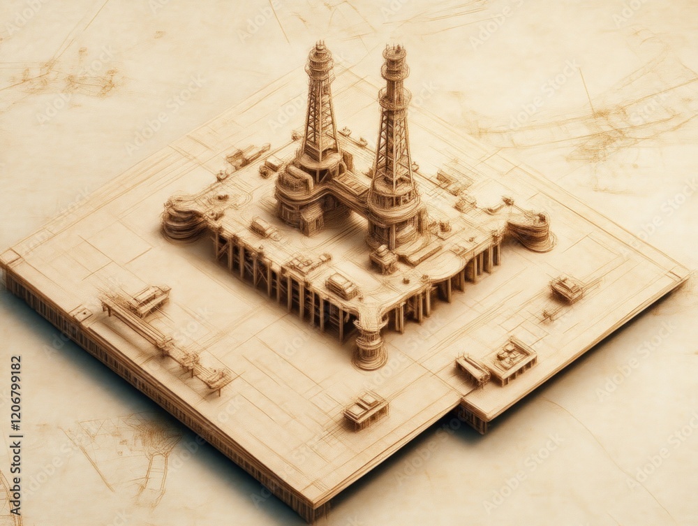 Architectural model of iconic towers museum exhibition 3d art indoor ...