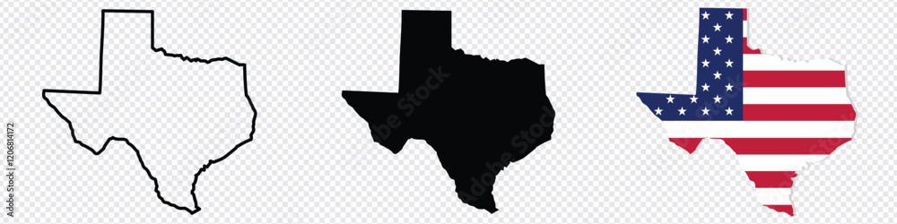 Texas map icons set. Texas map icon. Texas symbol.State Border , United ...
