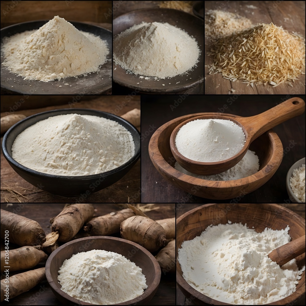 Step-by-Step Collage of Manioc Flour Production from Roots to Fine ...