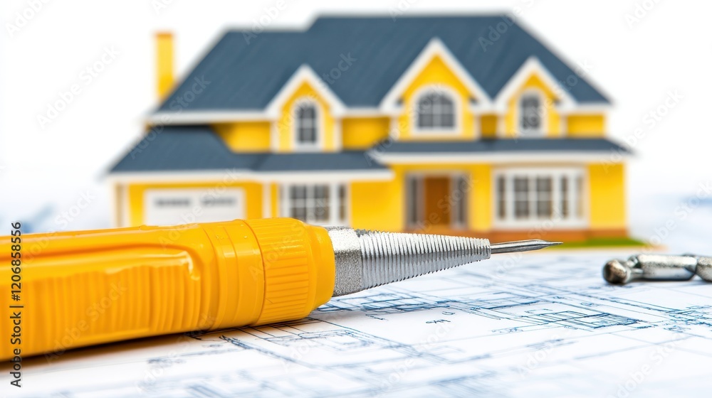 Designing the perfect home, a blueprint, pen and your dream house plan ...