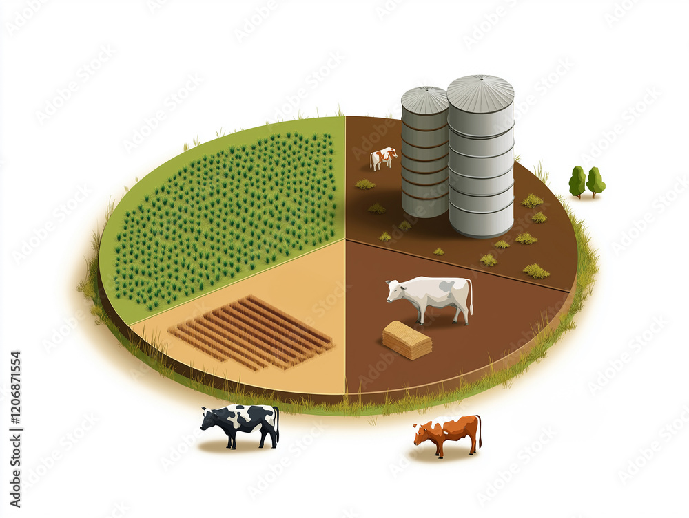 Illustration of infographic of agricultural area size for livestock ...