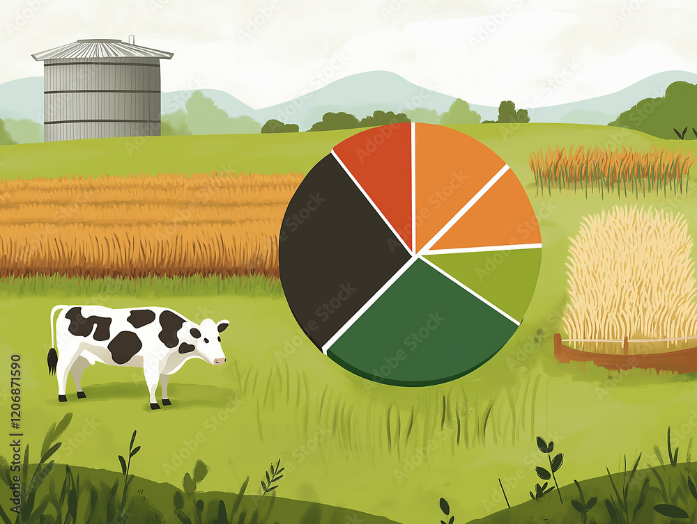 Illustration of infographic of agricultural area size for livestock ...