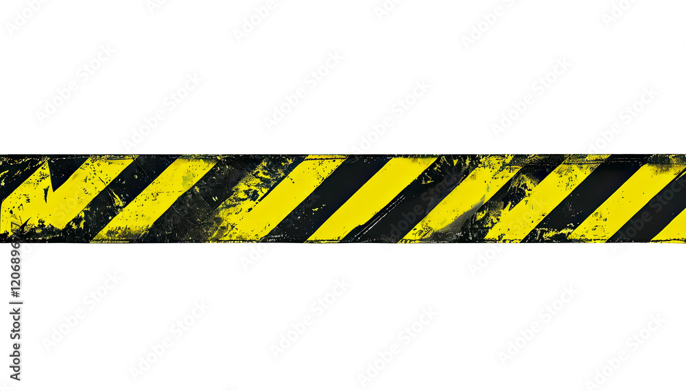 old warning tape with yellow and black stripes in PNG format. hazard ...