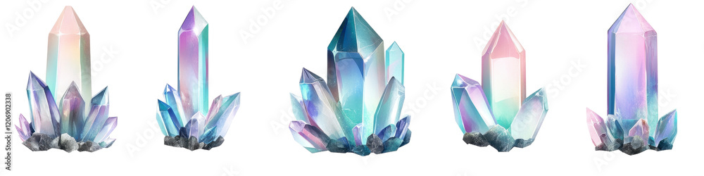 Set of Crystal Shape isolated on transparent png background. Stock ...