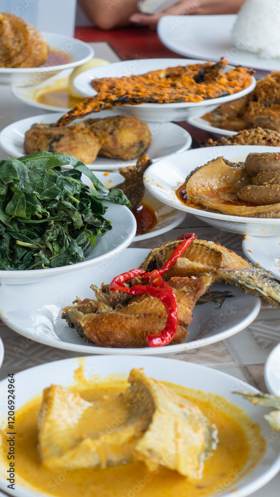 Indonesian traditional food from Minang Padang. Popular dishes from a ...