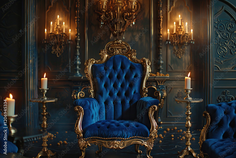 Fantastically beautiful throne of power of king or queen in throne room ...