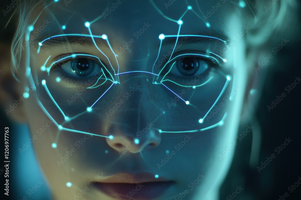 Exploring facial recognition technology with AI overlays in digital ...