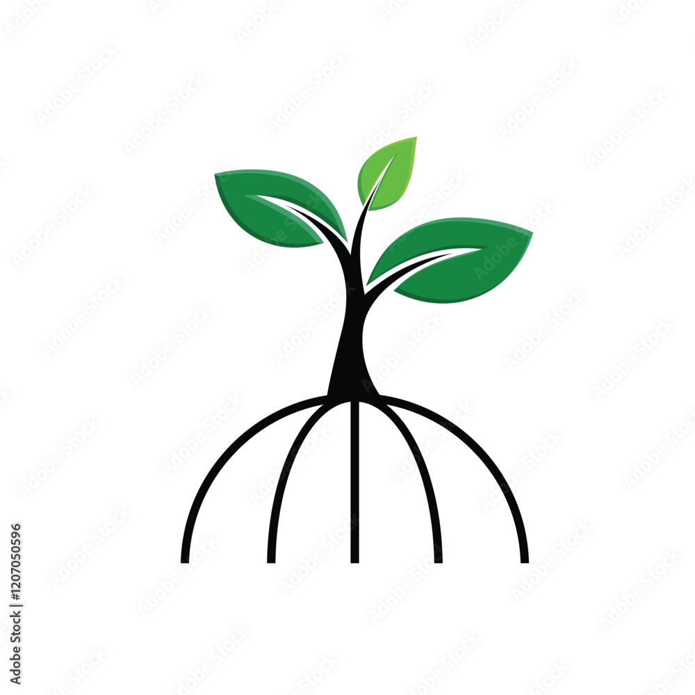 sustainable icon. plant vector. renewal, carbon reduction, net zero ...