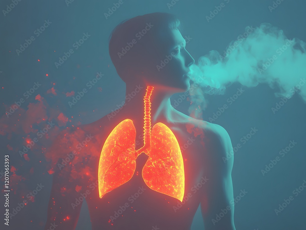 Hyper-Realistic Human Lungs anatomy on scientific background, High ...