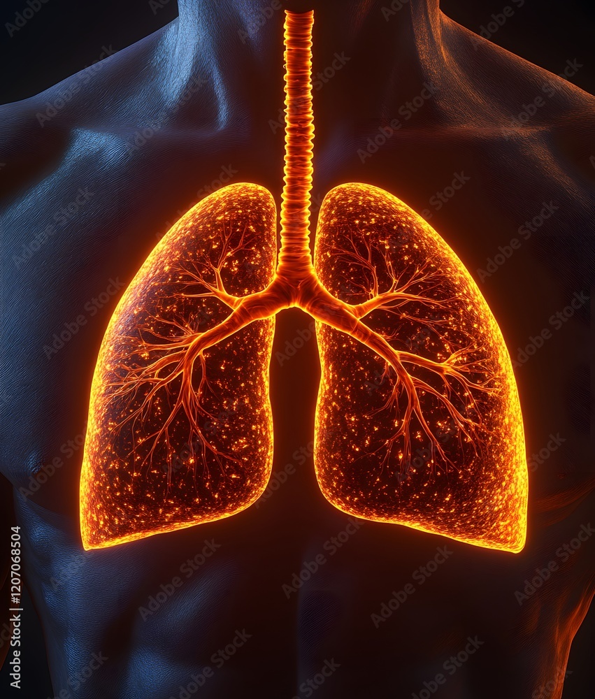 Hyper-Realistic Human Lungs anatomy on scientific background, High ...