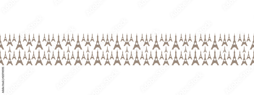 Eiffel Tower. Beige metal towers. Famous landmark of Paris. Seamless ...