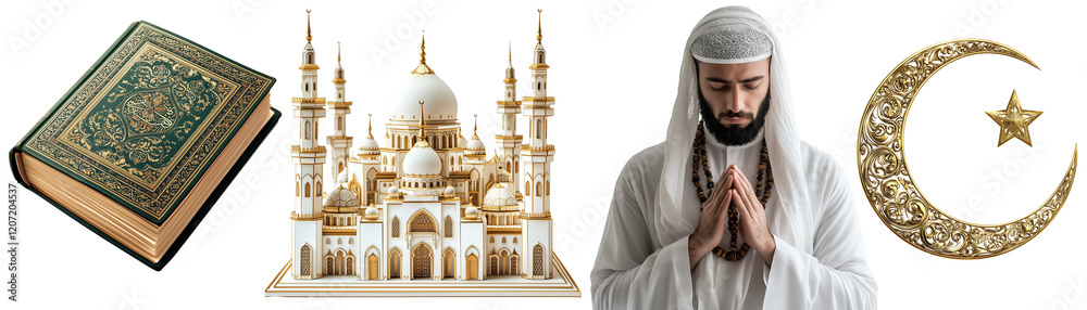 Symbols of Islamic Faith and Culture, png element set on transparent ...