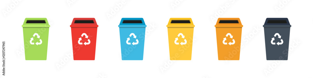 Garbage bin. Trash can vector set. Waste container sign. Recycle ...