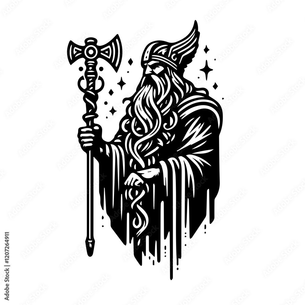 Odin, Norse God of Wisdom: A majestic illustration of Odin, the chief ...