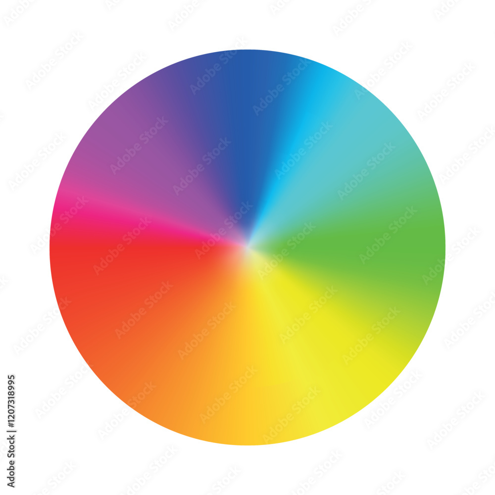Color wheel showing a spectrum of hues on a plain white background to ...
