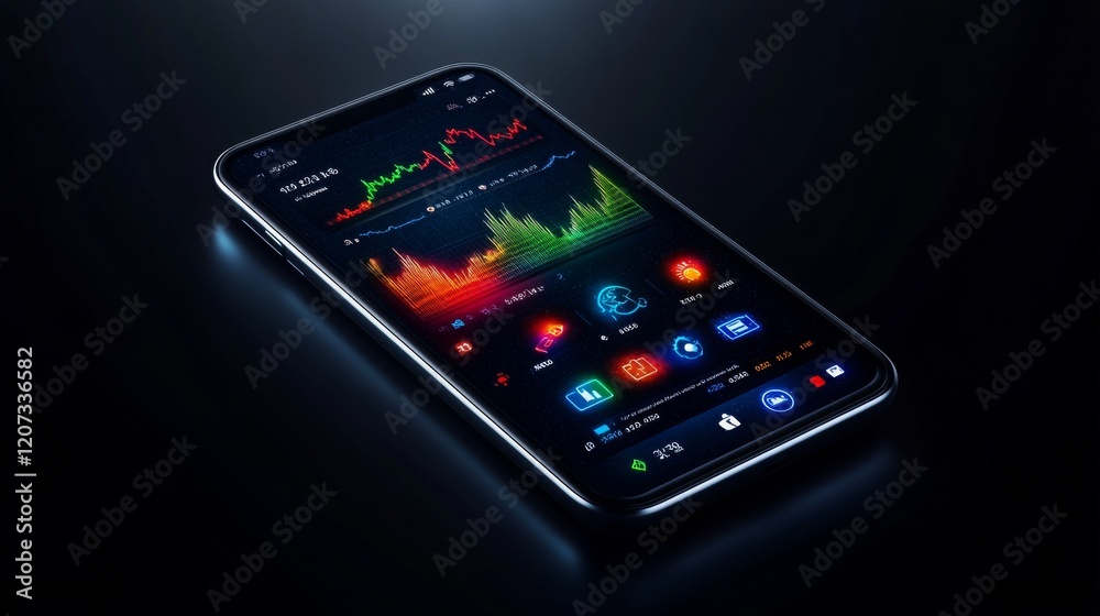 AI-powered app interface with predictive analytics and vibrant ...