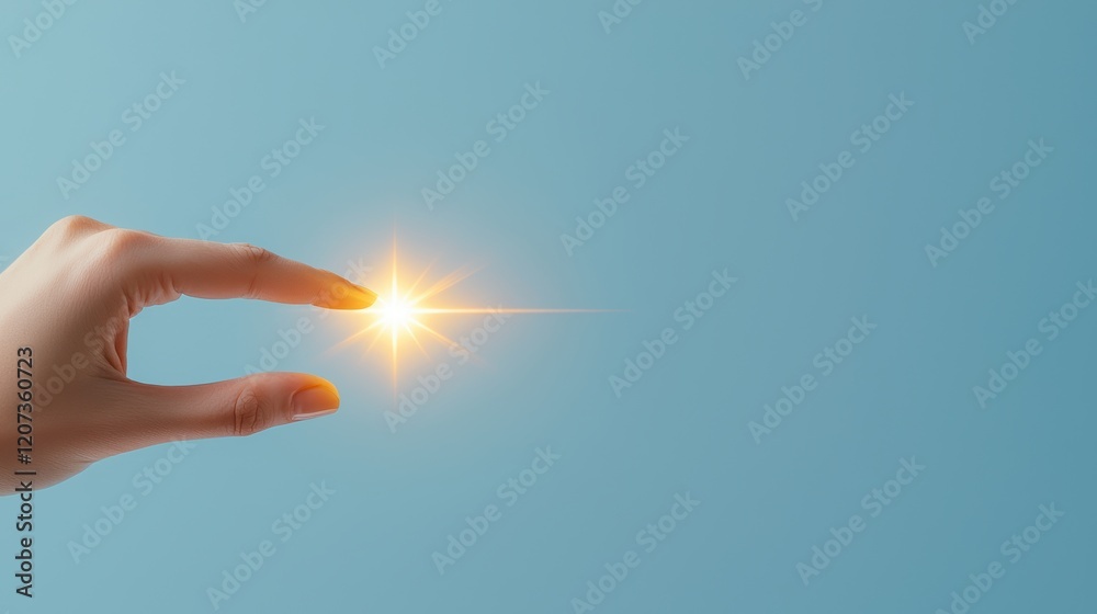 Hand selecting the first star in a five-star rating system, with a ...
