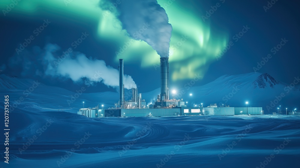 Small modular reactors. Arctic SMR facility, modular nuclear plant in ...