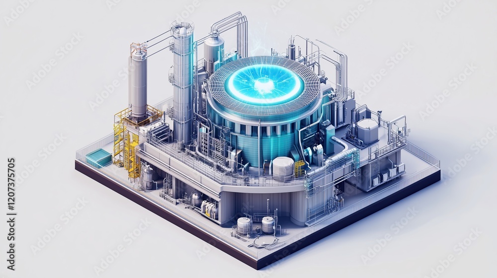 Small modular reactors. Cutaway view of small modular nuclear reactor ...