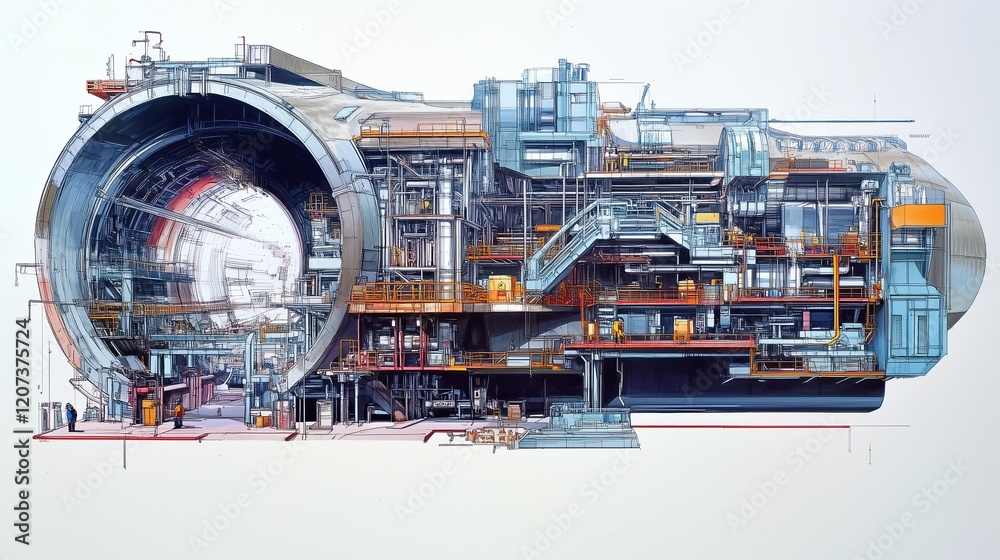 Small modular reactors. SMR waste handling facility, automated storage ...