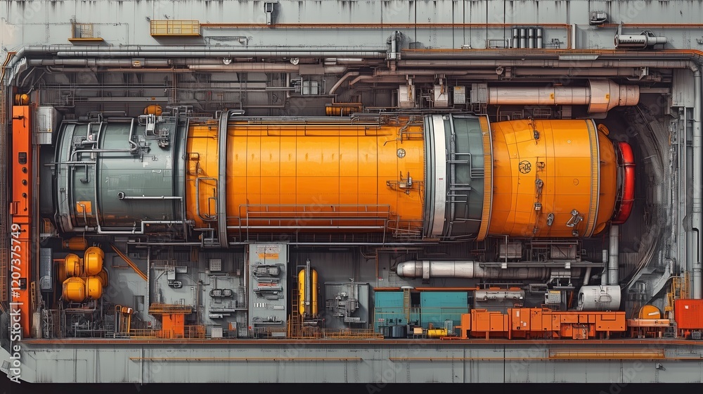 Small modular reactors. SMR waste handling facility, automated storage ...