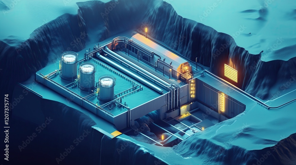 Small modular reactors. Underground SMR facility network, multiple ...