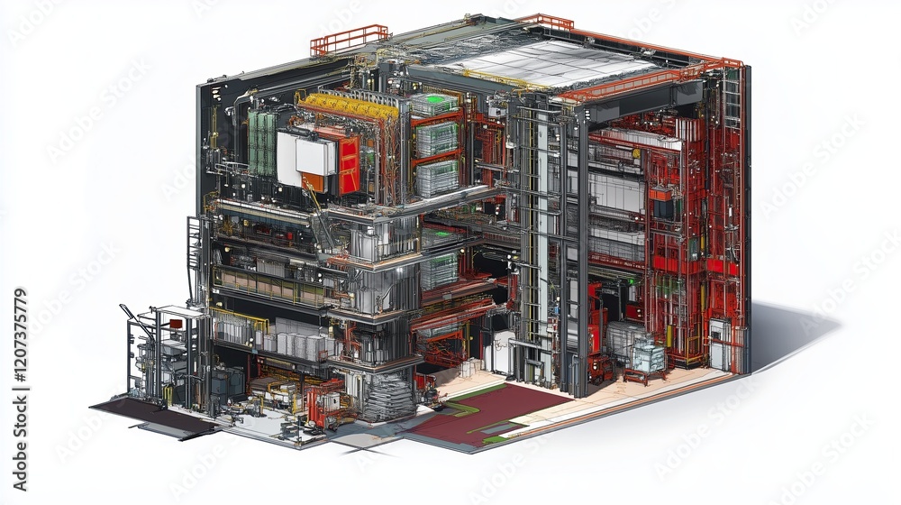 Small modular reactors. SMR waste handling facility, automated storage ...
