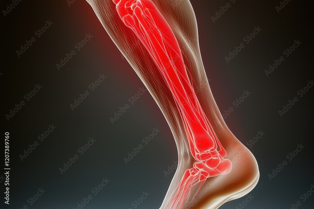 Leg Bone Anatomy: High-detail 3D medical illustration showcasing the ...