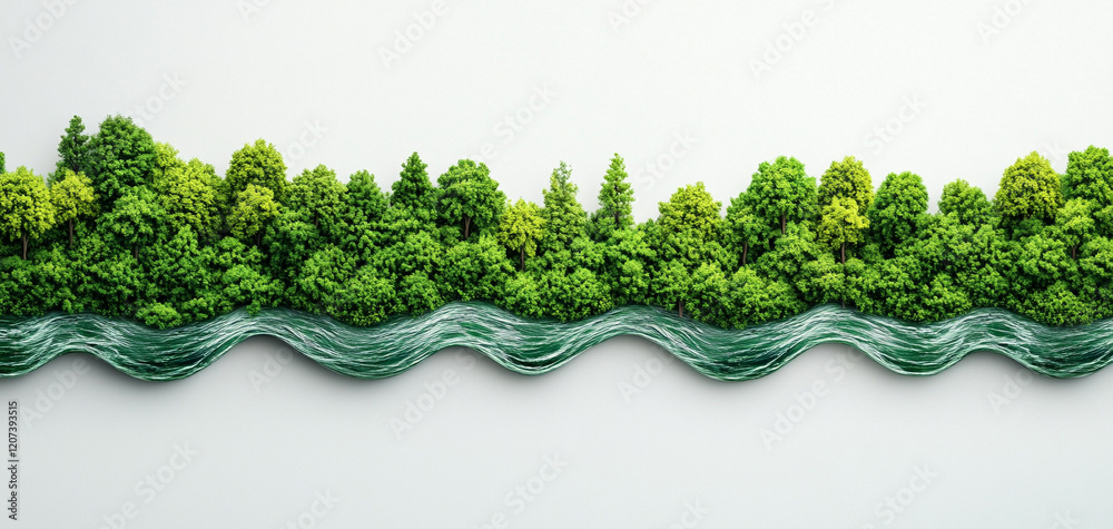 Climate change and pollution to global warming. Lush greenery mimicking ...