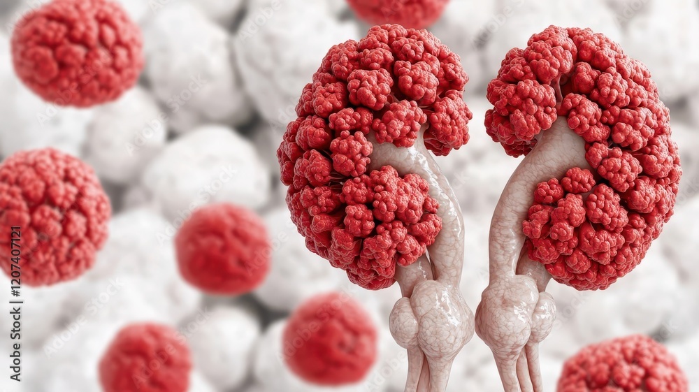 Medical infographic of kidney cancer treatment steps, showing a tumor ...