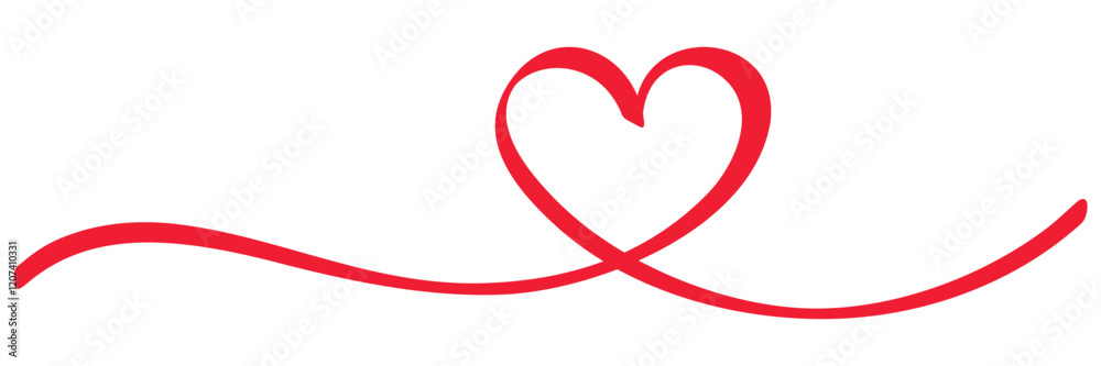 Red heart continuous one line drawing vector illustration, love clipart ...