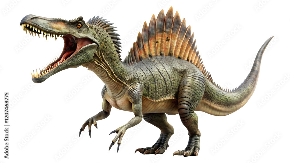 Spinosaurus Dinosaur Roaring isolated on white background as ...