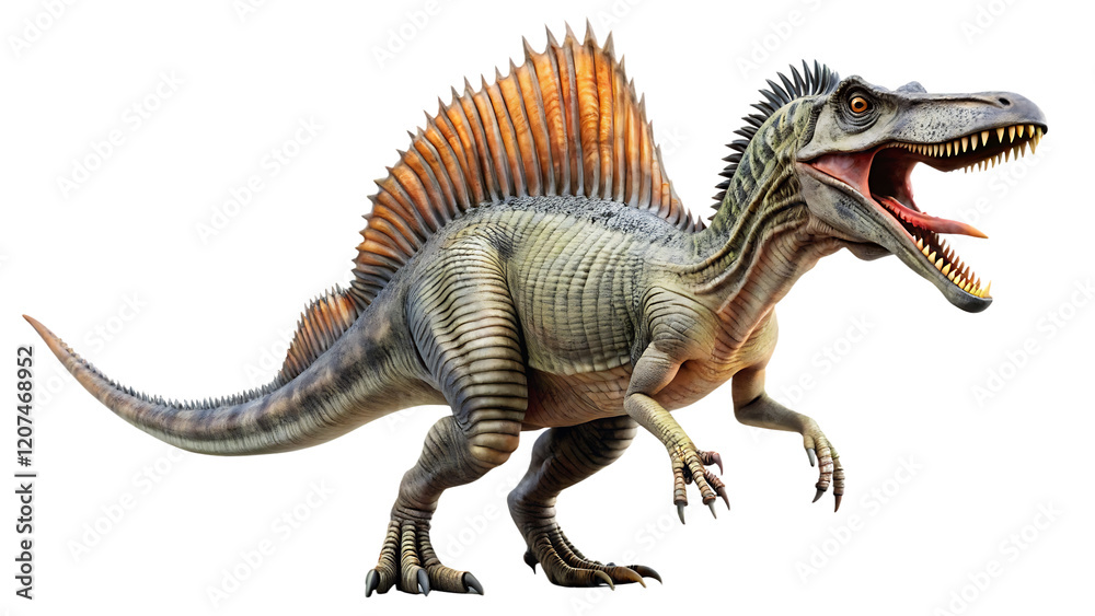 Spinosaurus Dinosaur Roaring isolated on white background as ...