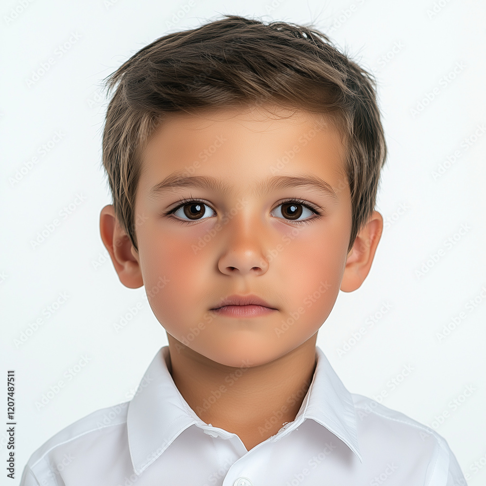 Passport photo Young white boy Stock Photo | Adobe Stock
