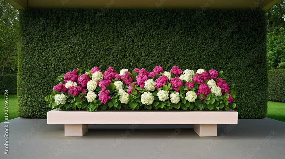 Grand spring podium with cascading floral garlands of lilacs and ...