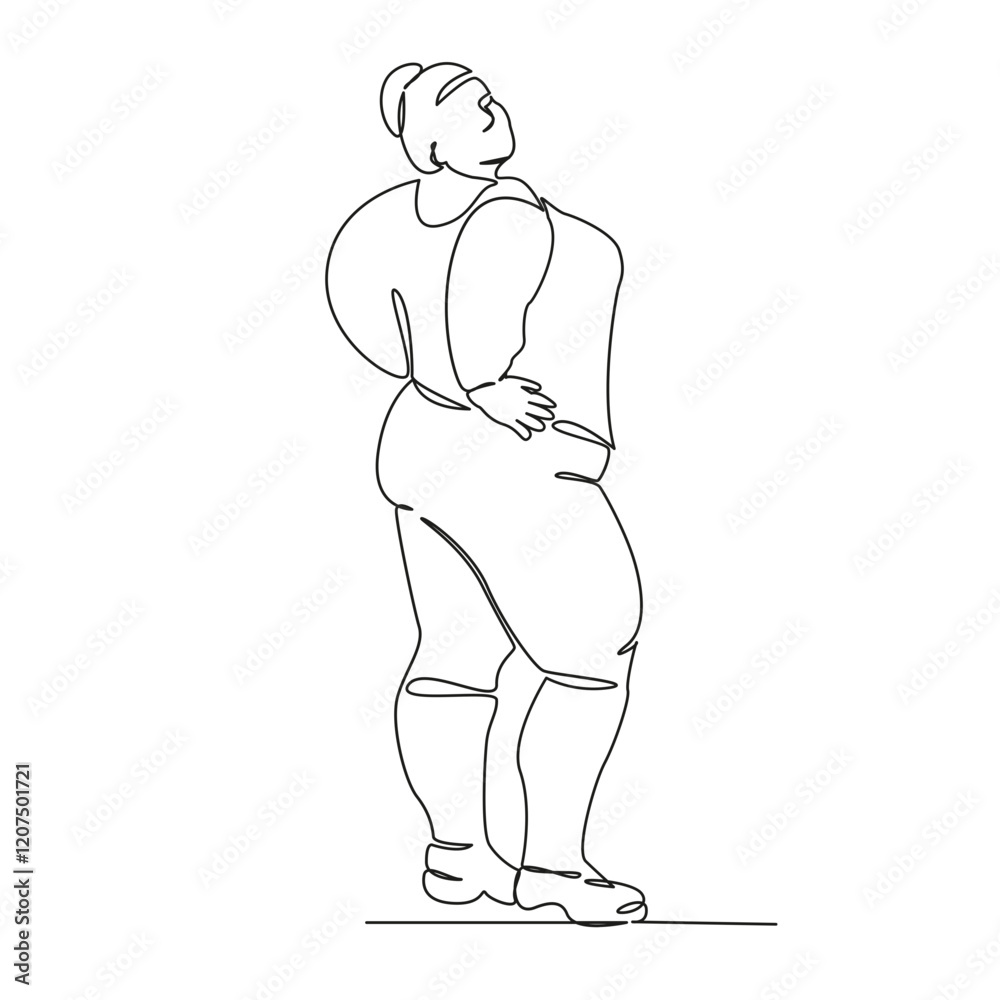 Vector de Stock One continuous single drawing line art flat doodle fat ...