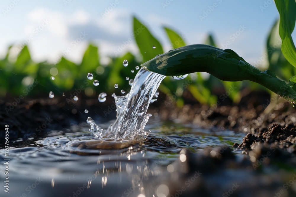 This stunning close-up shows water flowing from a plant stem into soil ...